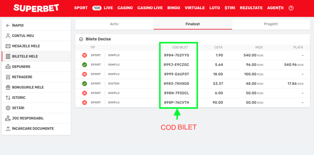 Verificare Bilet Superbet - Afla daca ai castigat!